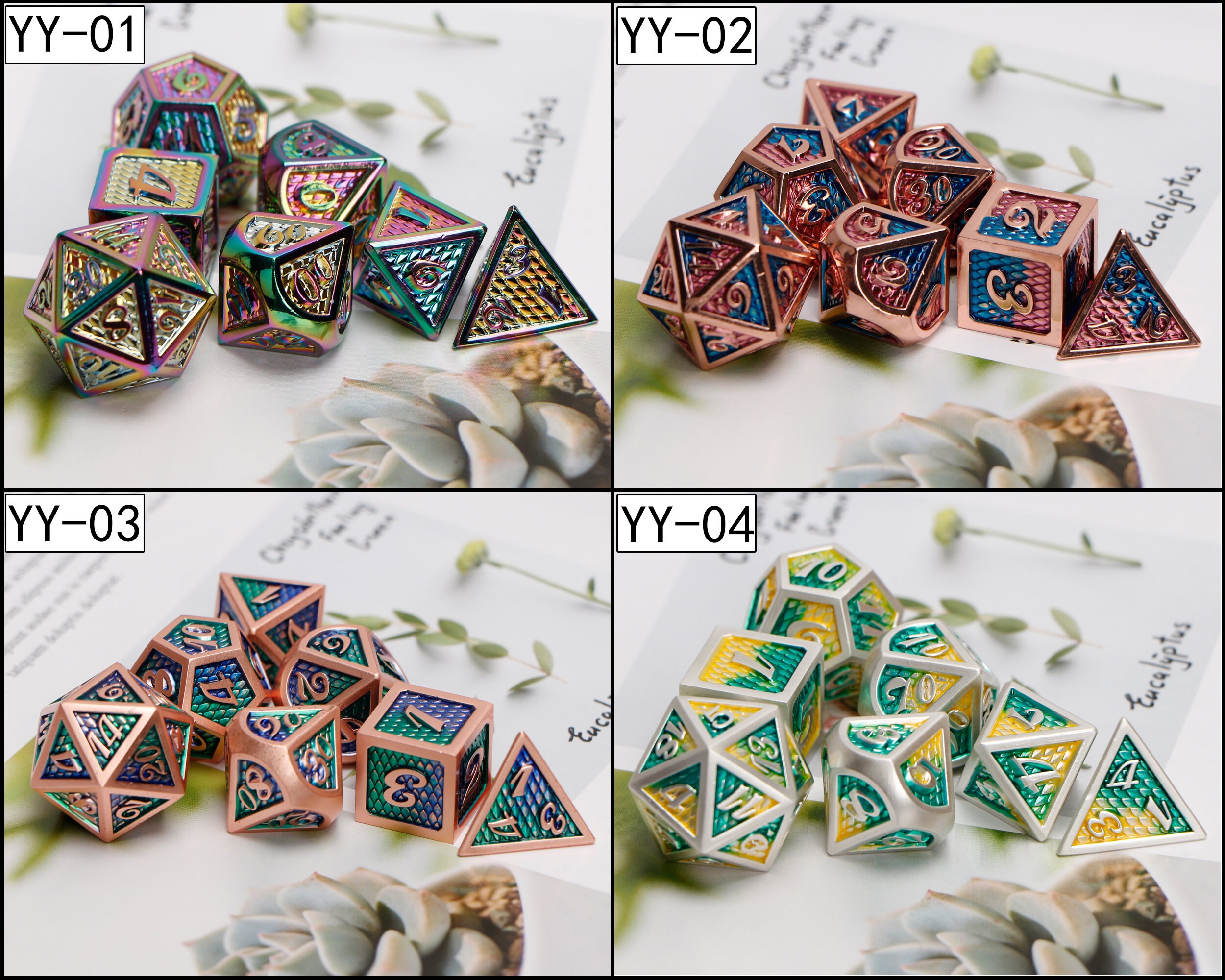 DND Metal Dice Set Green Dice DND Dice Polyhedral Dice - Etsy