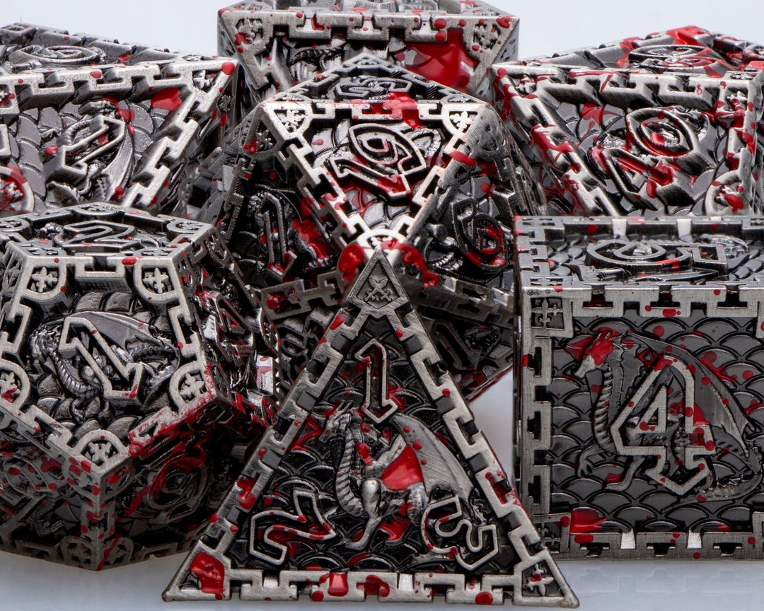 D20 Dnd Blood Dripping Dragon D6 Metal Polyhedral RPG Handmade - Etsy