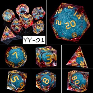 DD D6 Green Liquid Flow Core RPG Polyhedral Sharp Edge Handmade Galaxy ...