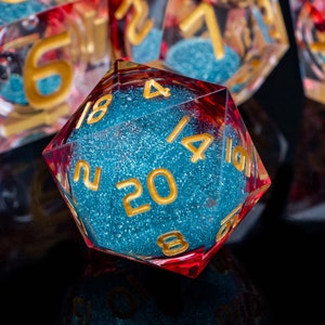 DD D6 Green Liquid Flow Core RPG Polyhedral Sharp Edge Handmade Galaxy ...