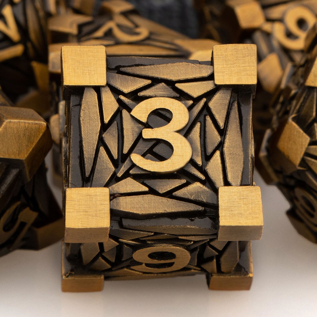 D and D Ancient Gold Metal Dice Set for Dnd Dungeon and Dragons ...