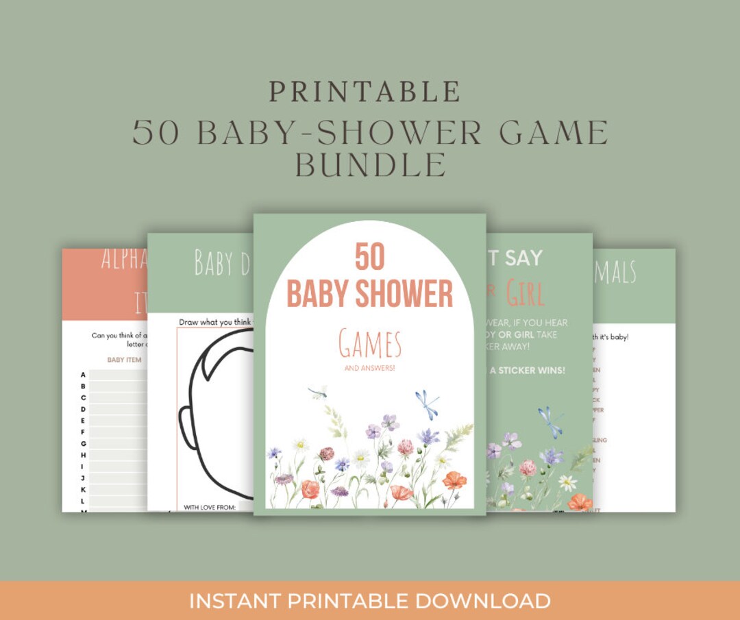 Printable Baby Shower Game Bundle Fun & Interactive Baby Shower Games ...