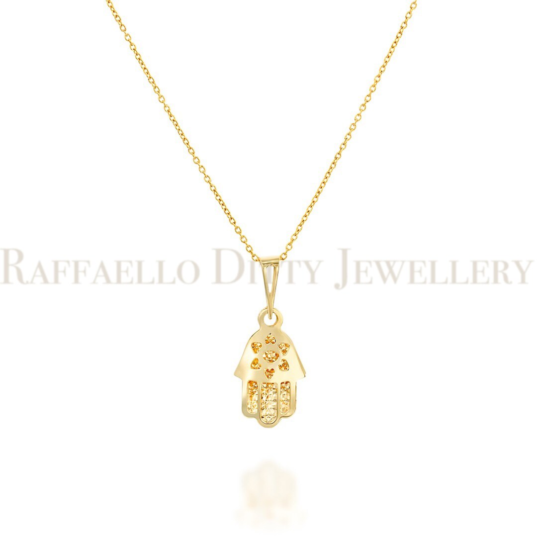 14k Solid Gold Hamsa Hand of God Pendant Necklace Evil Eye - Etsy