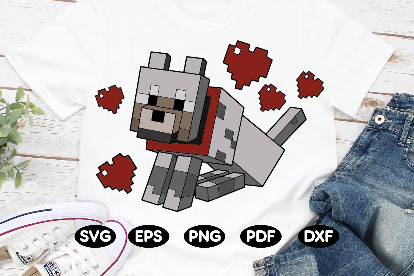 Vector dog minecraft in Svg Png Dxf Eps Pdf format Instant | Etsy