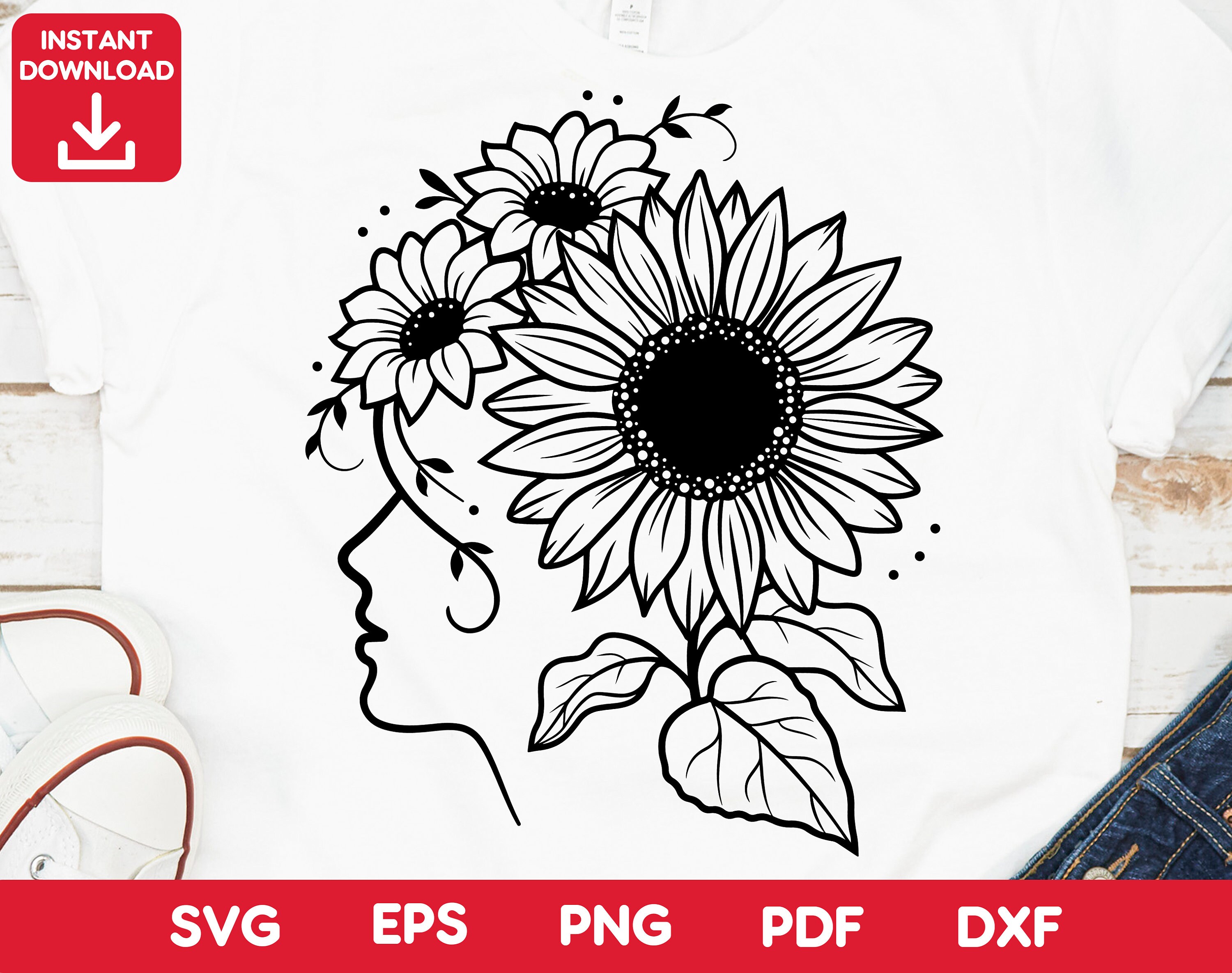 Girl Sunflower svg Sunflower Cutting File Laurel svg | Etsy