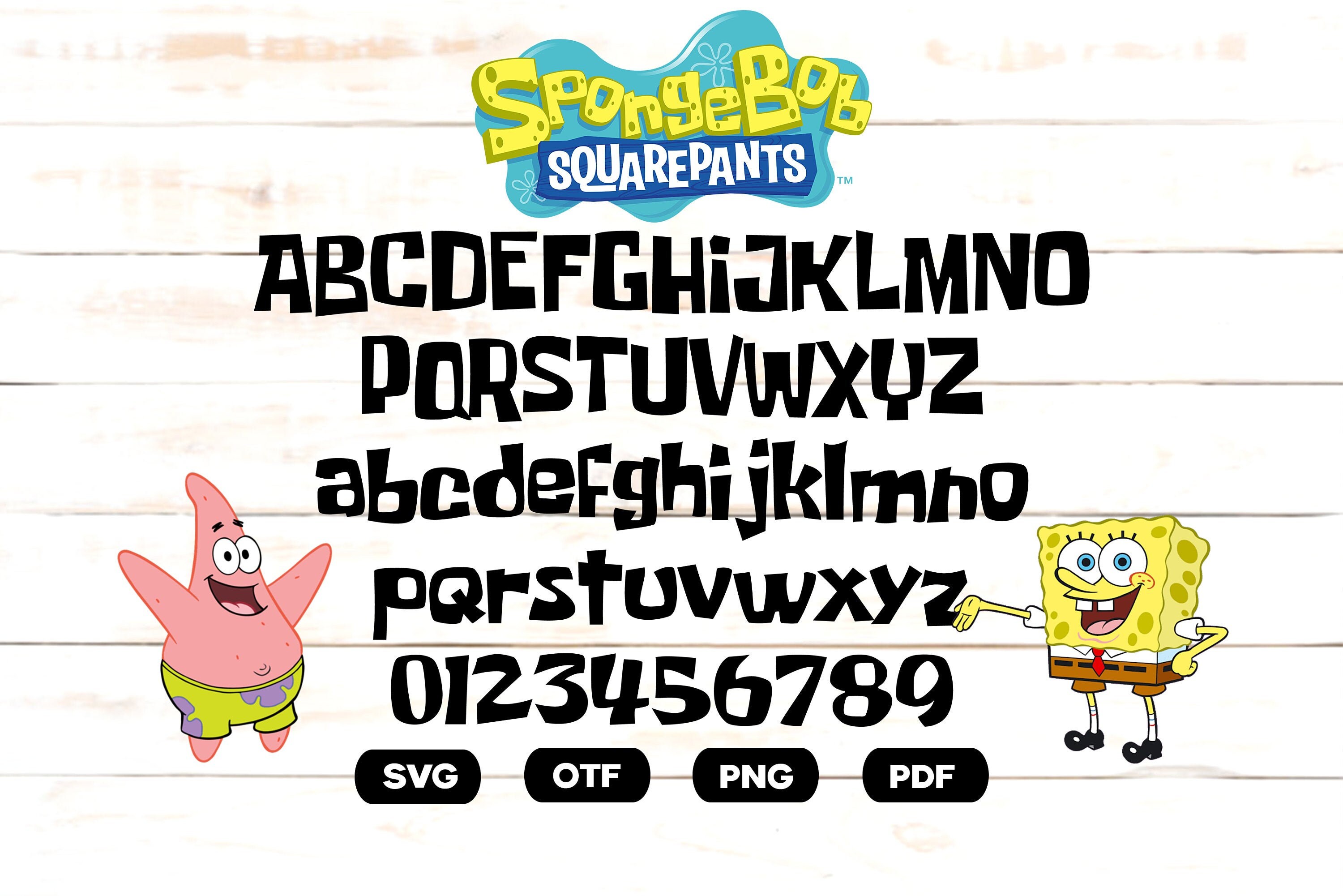 Sponge Bob font vectorized in svg png otf pdf formats | Etsy