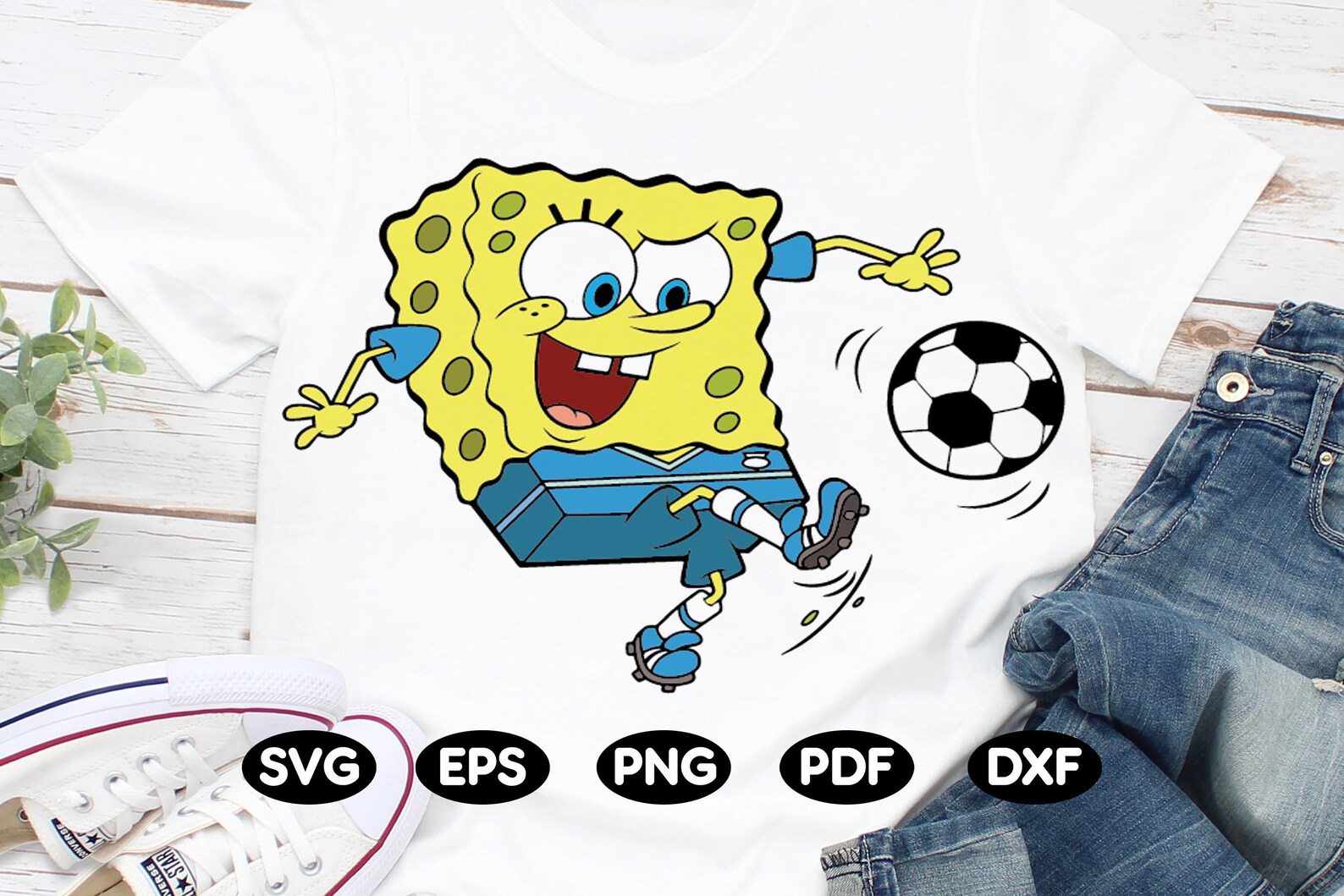 Spongebob squarepants soccer in Svg Png Dxf Eps Pdf format | Etsy