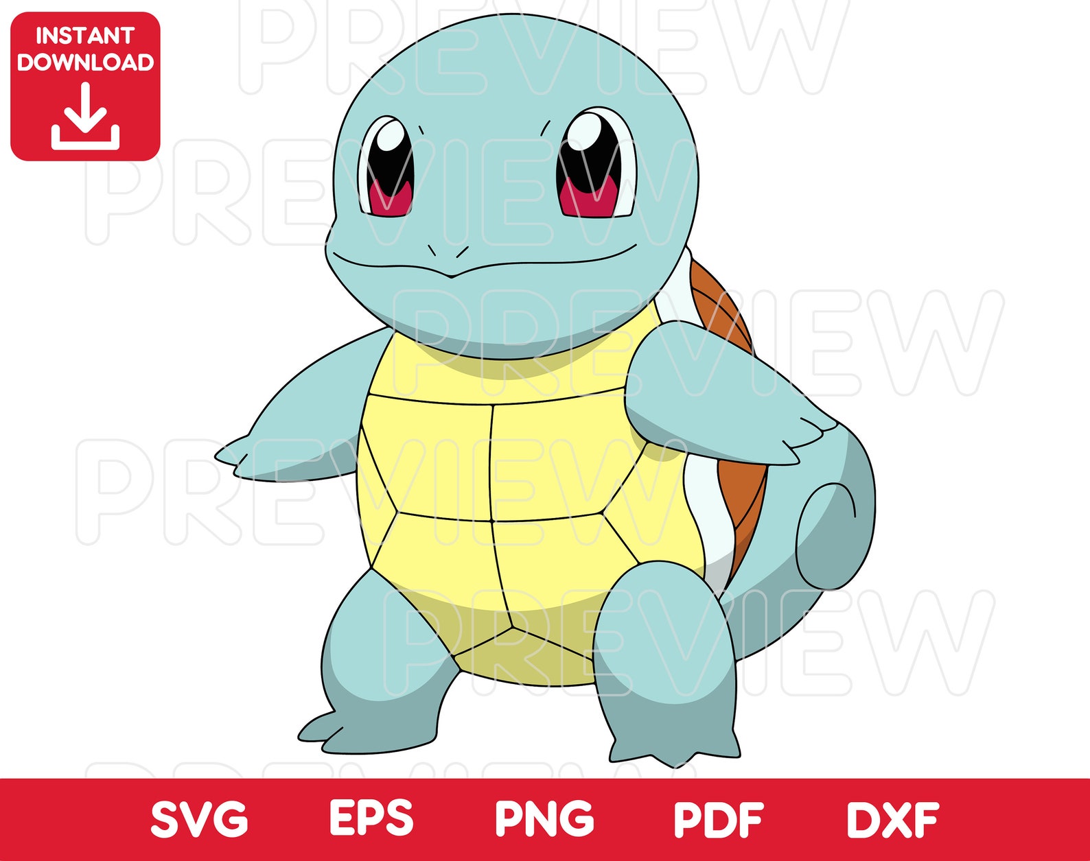 Vector Squirtle Pokemon In Svg Png Dxf Eps Pdf Format Instant Etsy