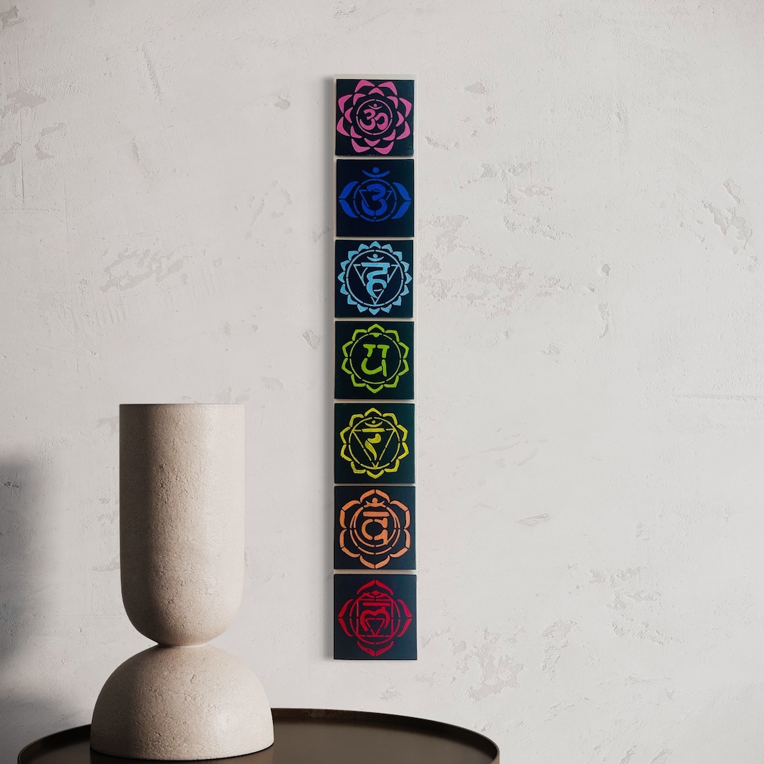 7 Chakras Set Art Handpainted Chakra Wall Decor Chakra Yoga Studio Wall ...