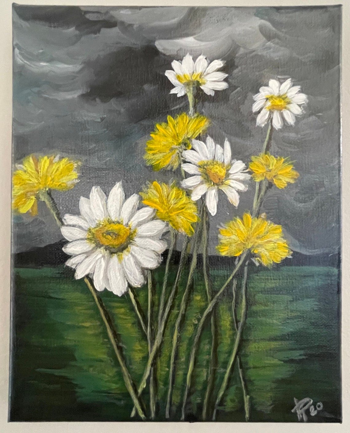 Daisy Flowers Painting Floral Wall Art Decor Flowers Gift for Her ...