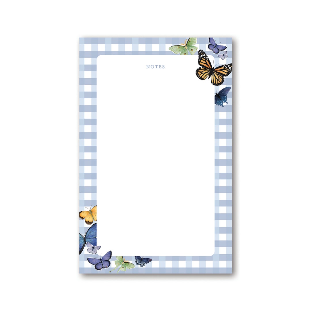 Gingham Butterfly Notepad | Butterfly Notepad | Butterfly Stationery ...