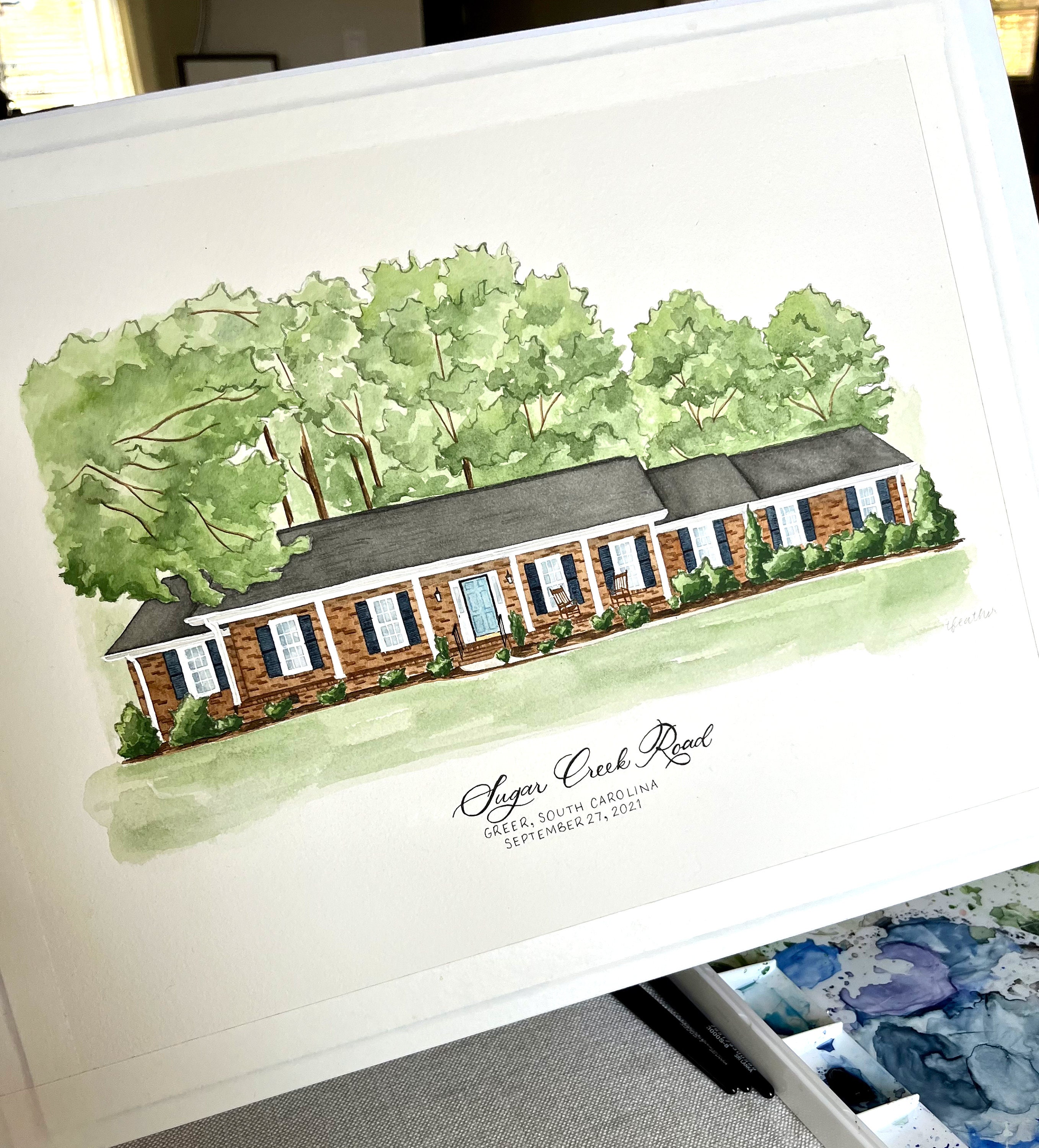 Custom Watercolor House Portrait | Hand-painted House Portrait | Custom ...