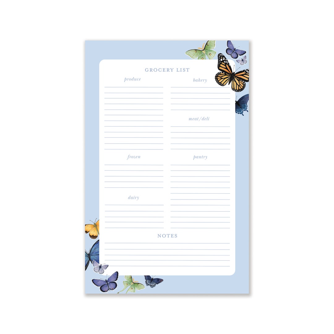 Butterfly Grocery List Notepad | Butterfly Notepad | Butterfly ...