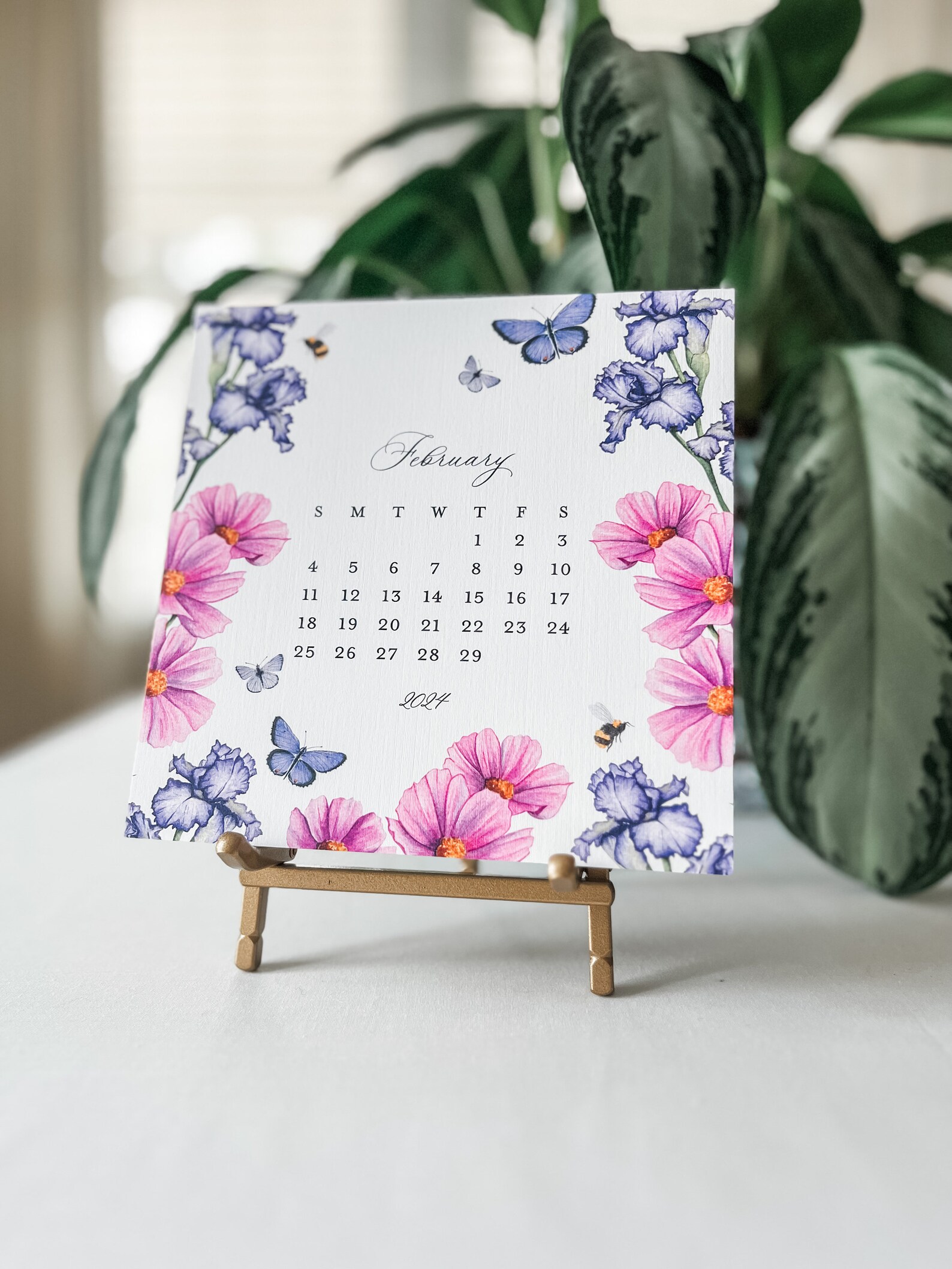 2024 Desktop Calendar Watercolor Calendar Illustrated Calendar Office ...