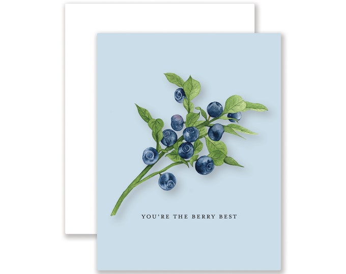 You're the Berry Best Greeting Card | Watercolor Blueberry Card ...