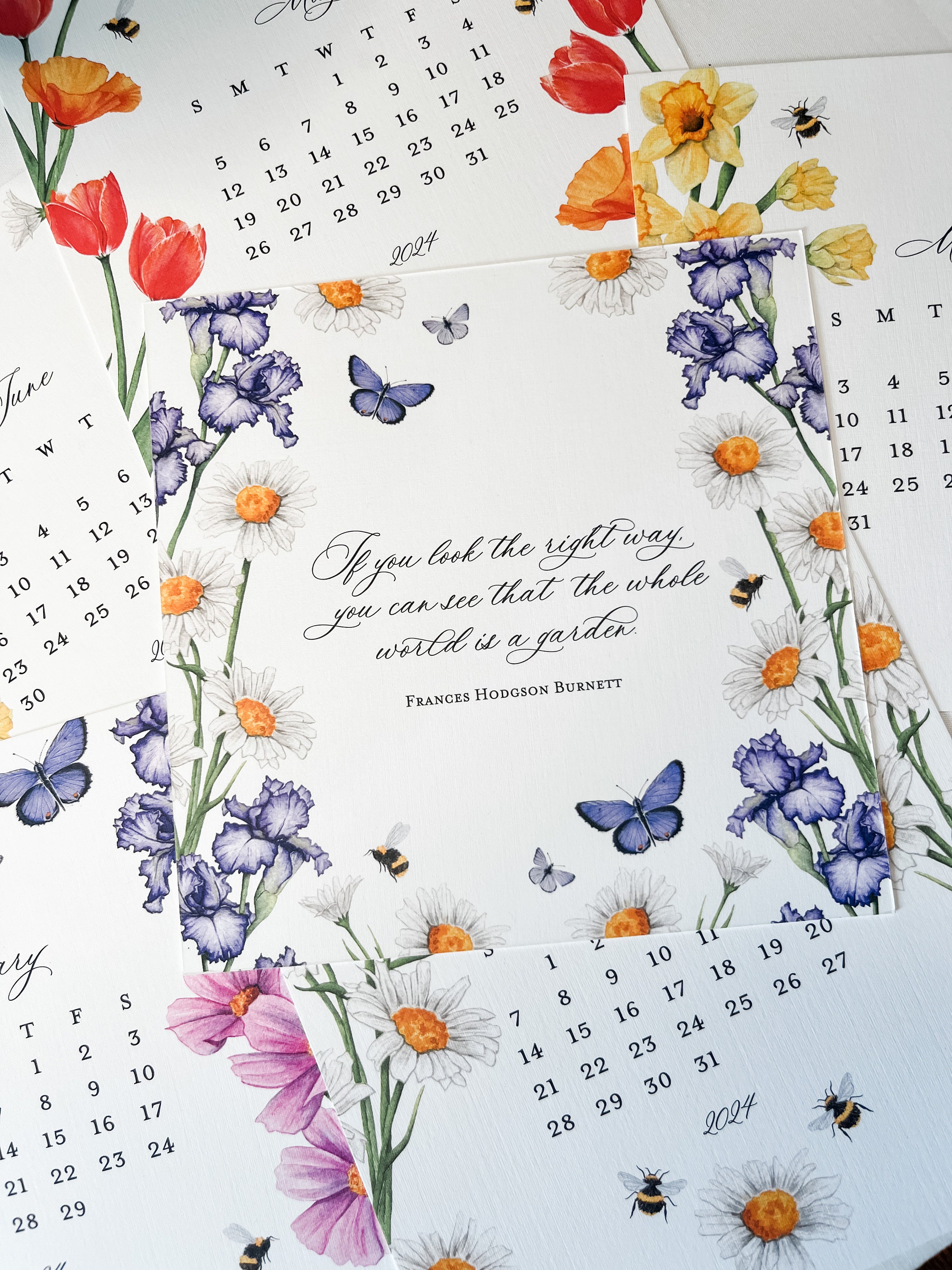 2024 Desktop Calendar Watercolor Calendar Illustrated Calendar Office ...