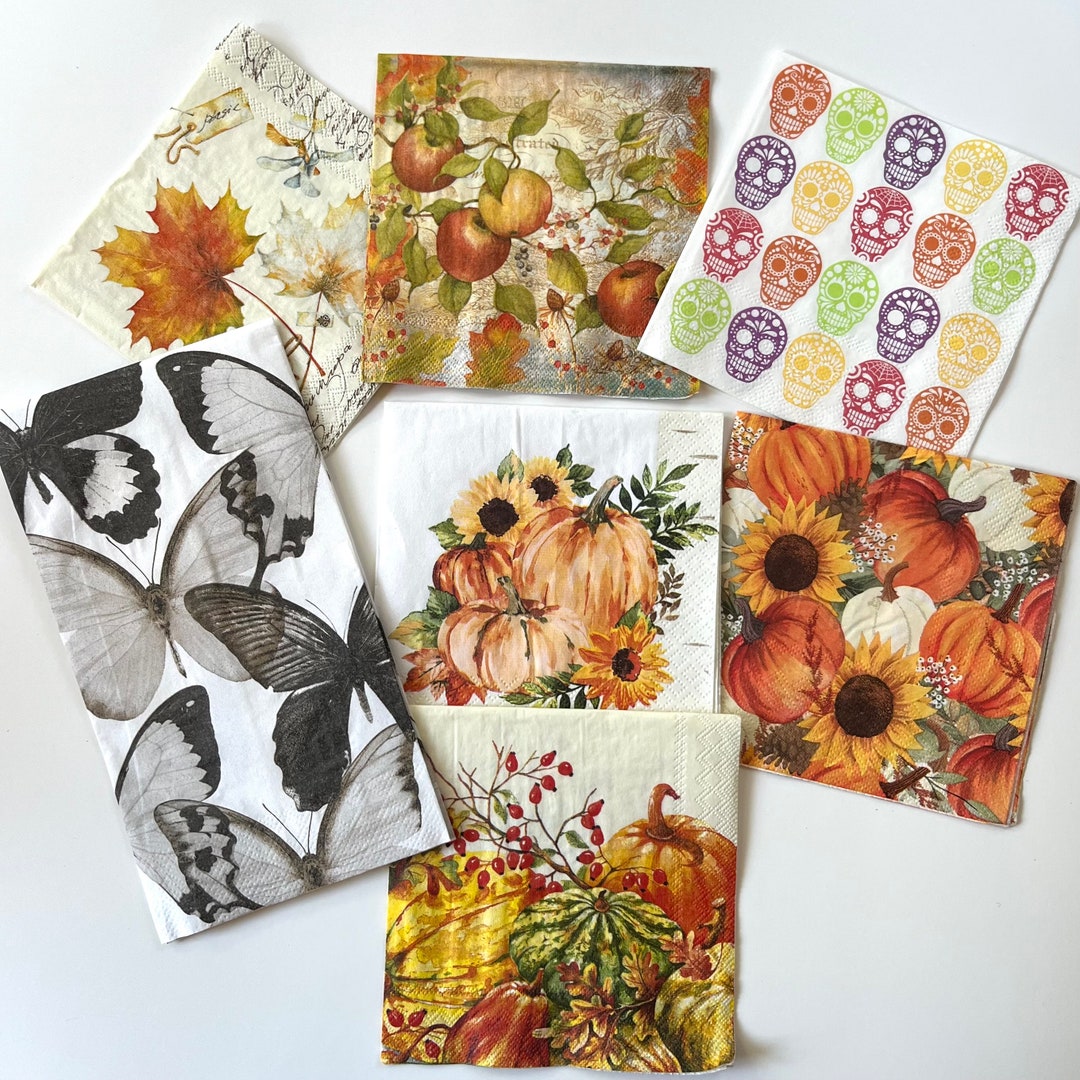 Fall Autumn Halloween Paper Napkins Decoupage Set 2 - Etsy