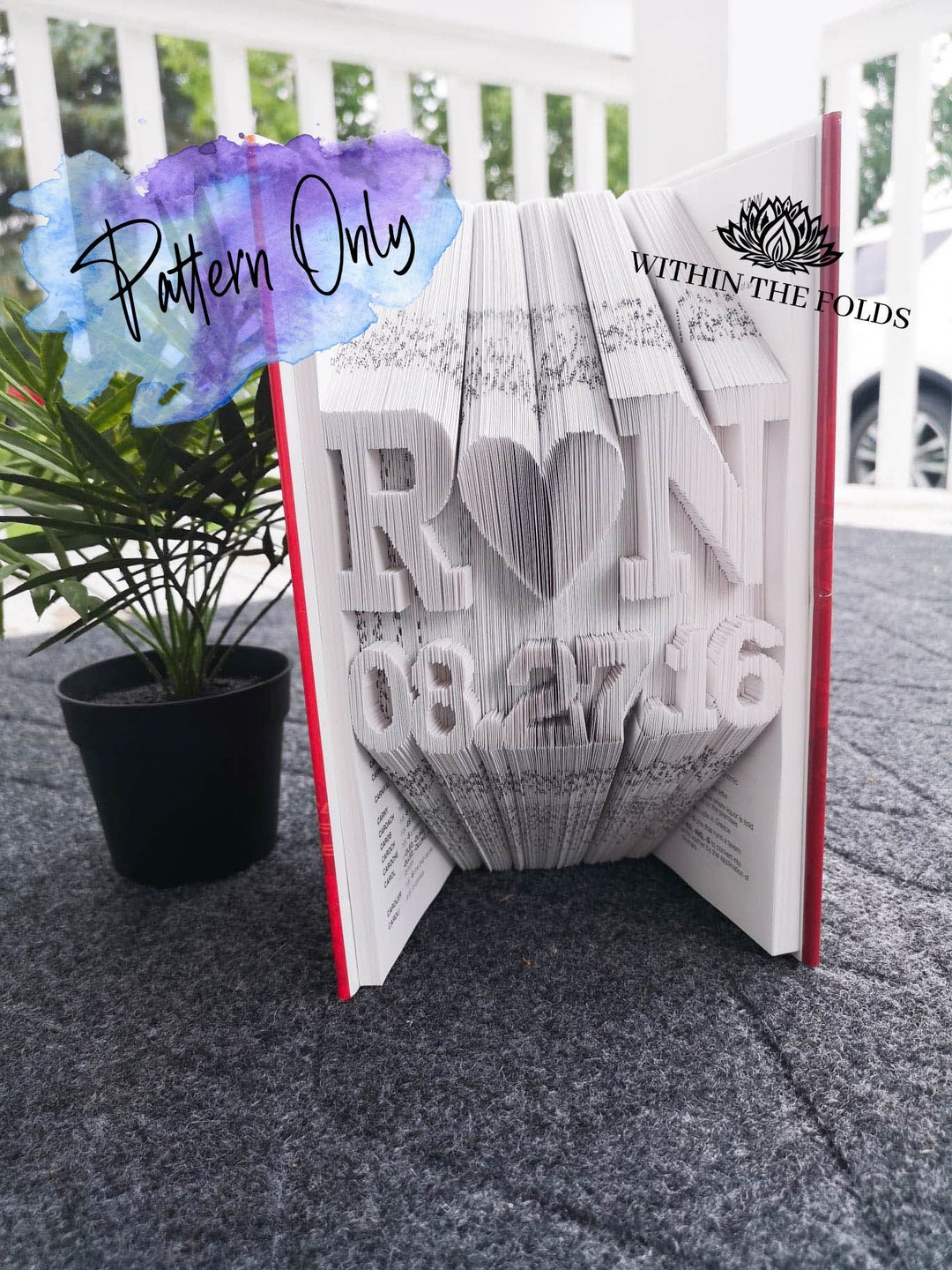 Custom Book Fold PATTERN- Initials & Date, Wedding and Date Book Fold ...