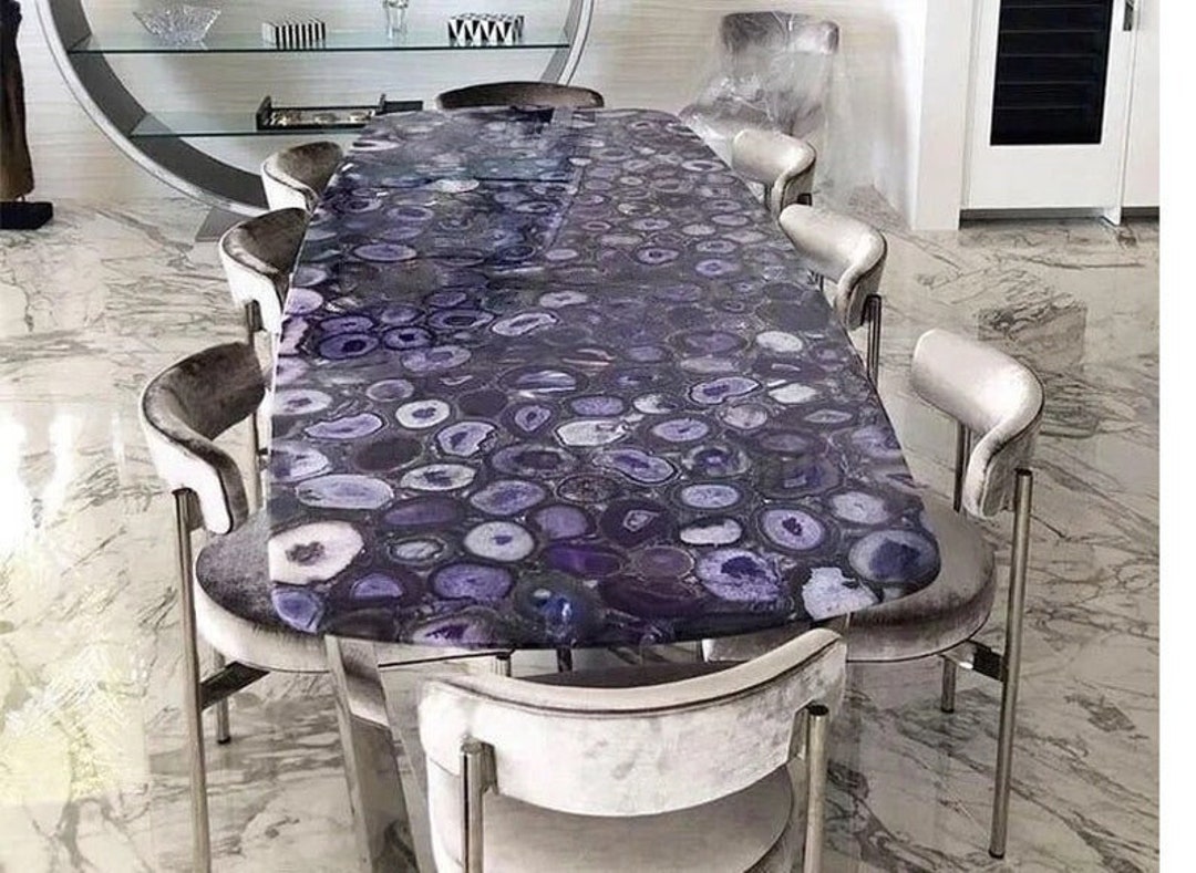 65"×32"purple Agate Dining Table Top Home Decor Furnituretable, Natural ...