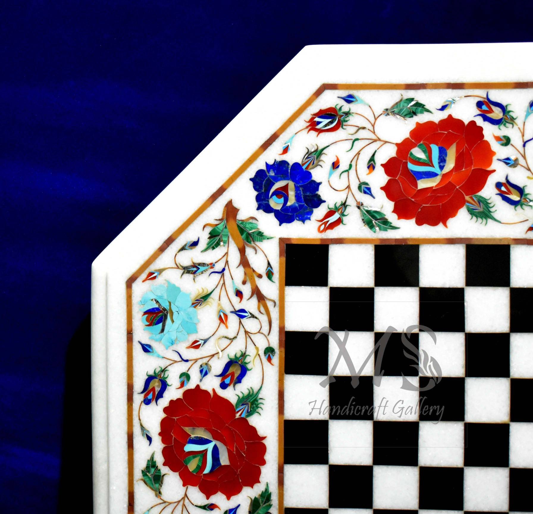 18marble Inlay Chess Board Pietra Dura Art With Multi - Etsy