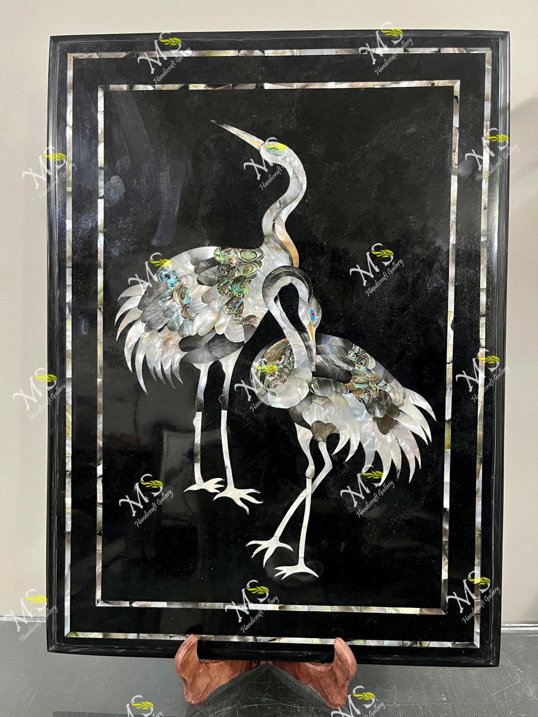 Black Marble Inlay Swan Wall Art: Mother of Pearl Home Decor - Etsy