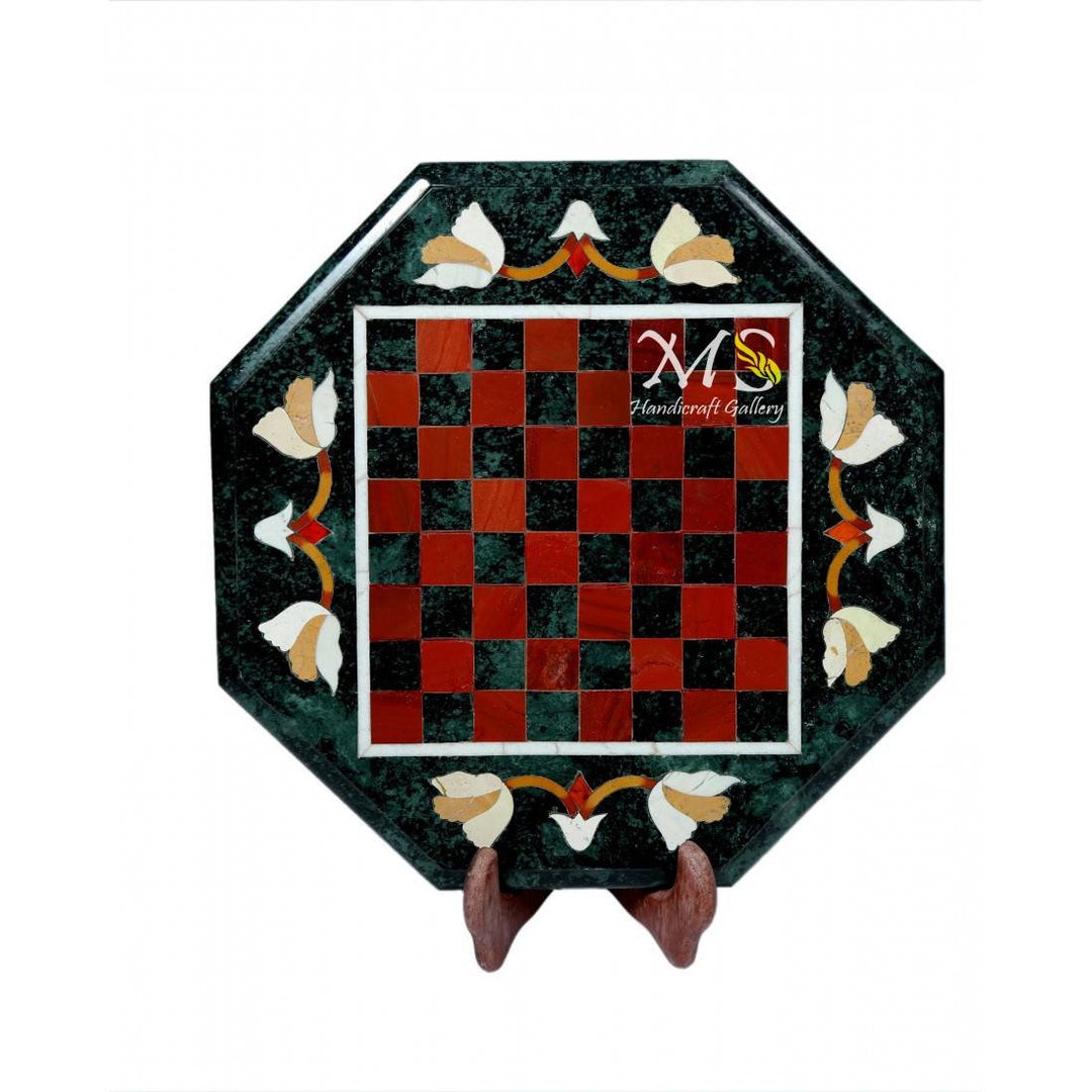 Buy14 Chess Board ,green Marble Chess Table ,handcrafted Chess Set ...