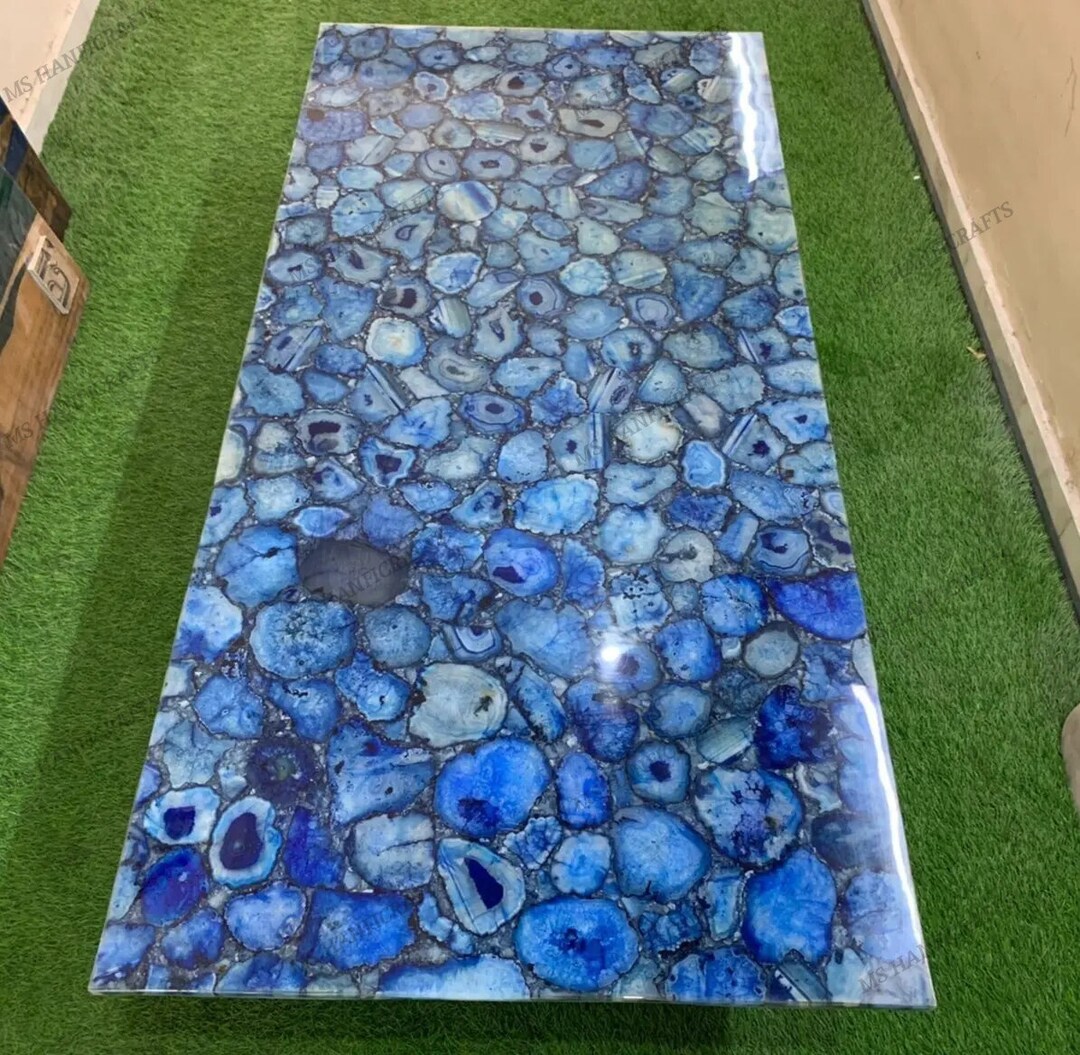 Blue Agates Hallway Dining Table Top, Agate Coffee Table Home ...