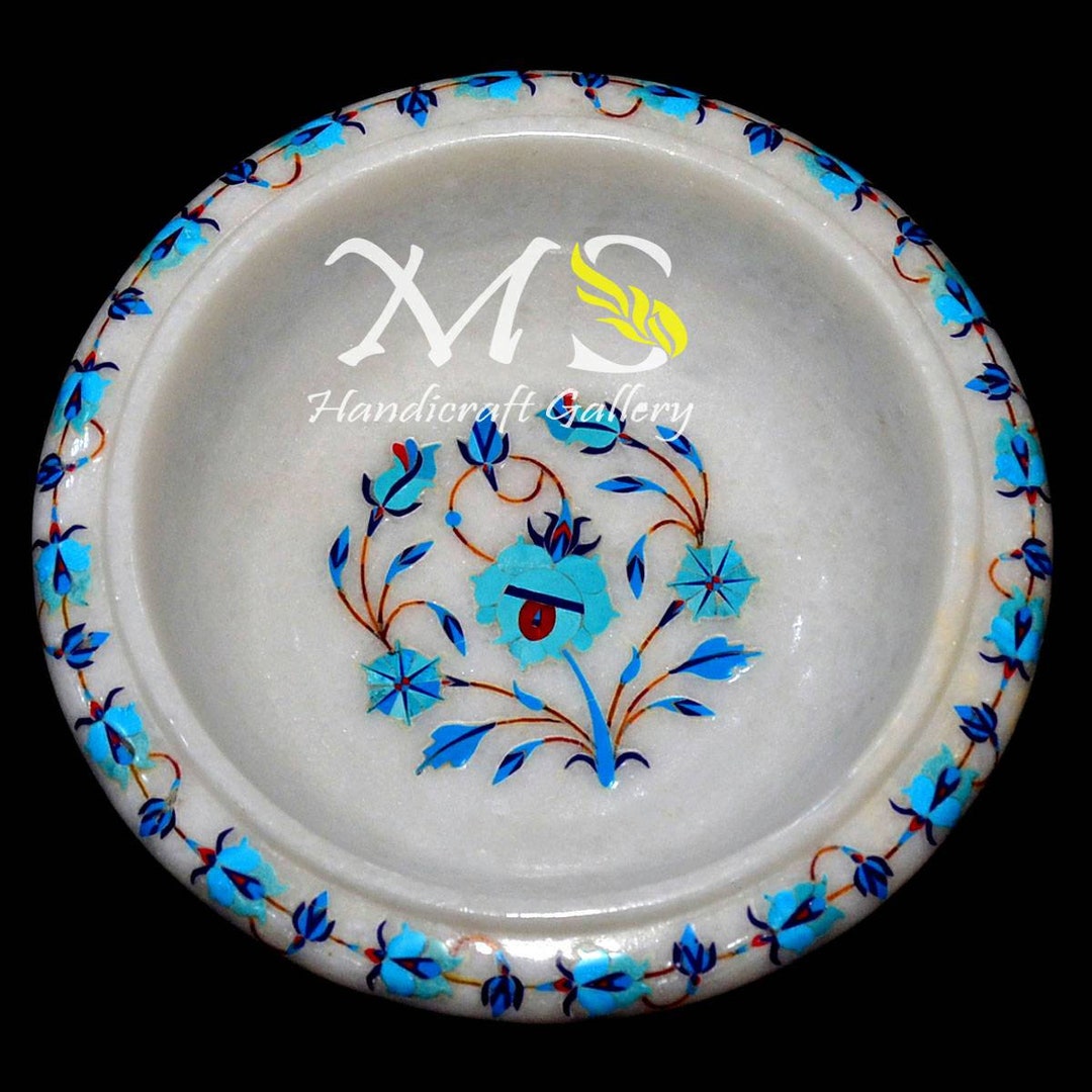 Marble Inlay Bowl Home Decors, With Turquoise Semi Precious Stones ...
