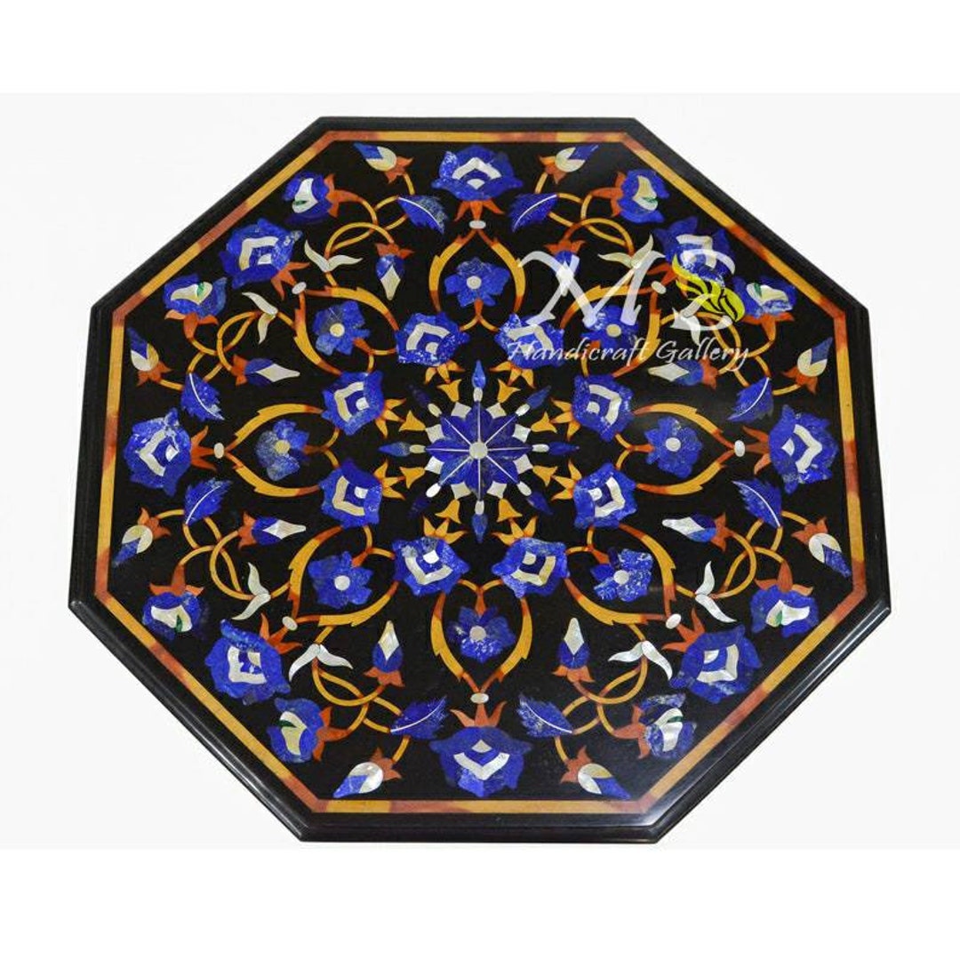 Marble Inlay Pietra Dura Table Top, Marquetry Home Patio Decor Table ...