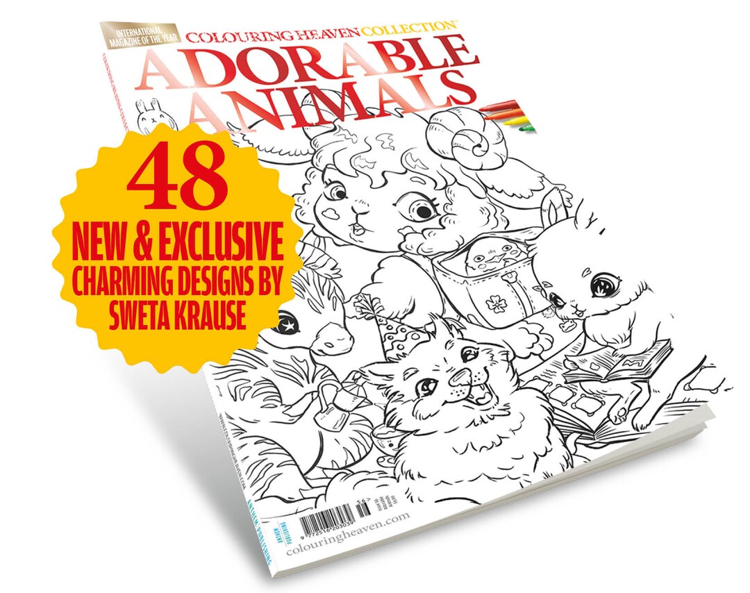 Colouring Heaven Collection Adorable Animals (print Magazine) | Cute ...