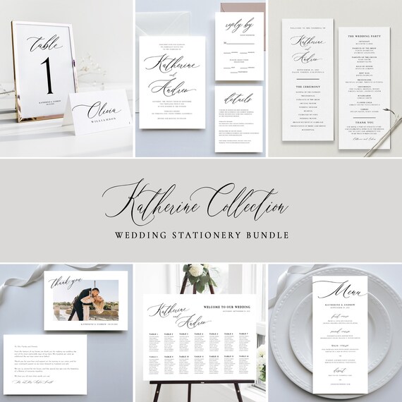 KATHERINE Wedding BUNDLE Modern Calligraphy Elegant - Etsy