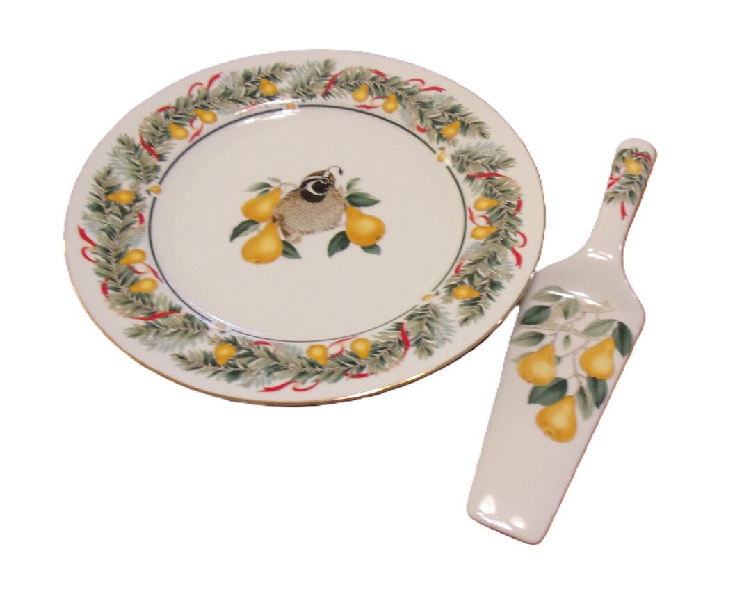 Andrea by Sadek Christmas Partridge in a Pear Tree Dessert Cake Plate ...