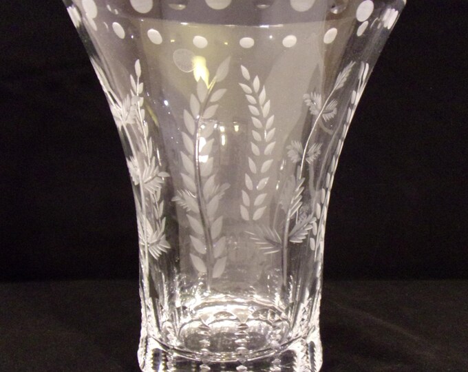 William Yeoward Crystal Fern Tulip Vase 6" Tall Deep Etched Fern ...