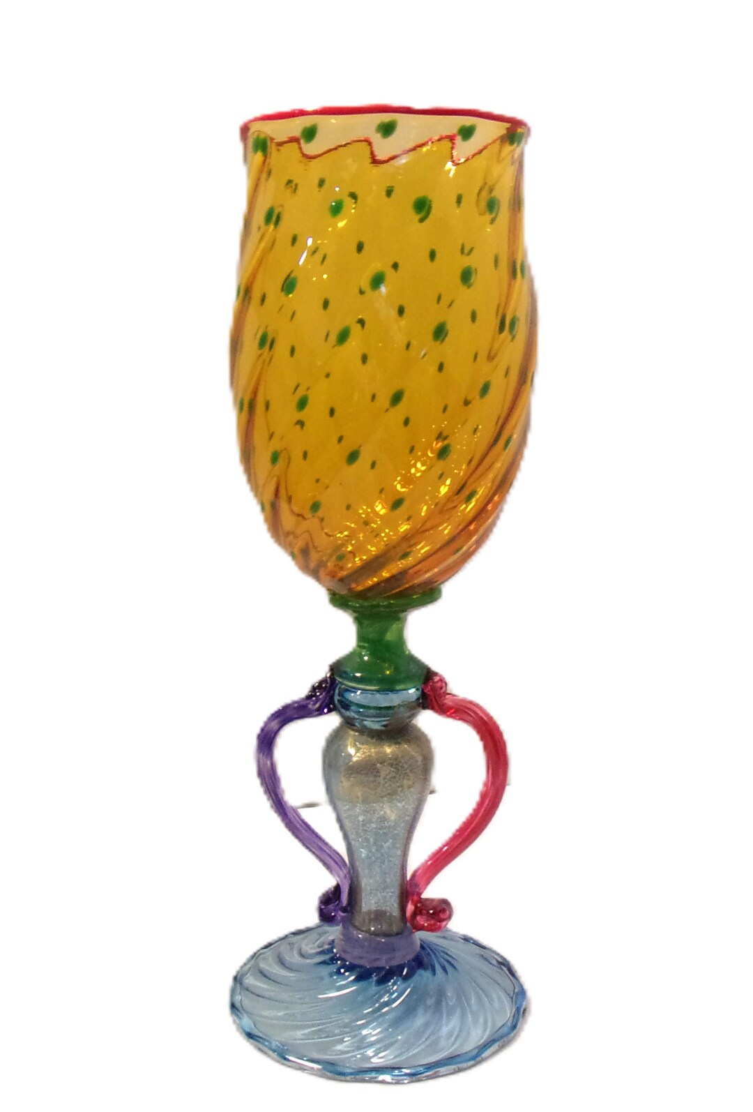 Artisan Signed Tutti Frutti Robert Dane Italian Murano Style Wine Glass ...