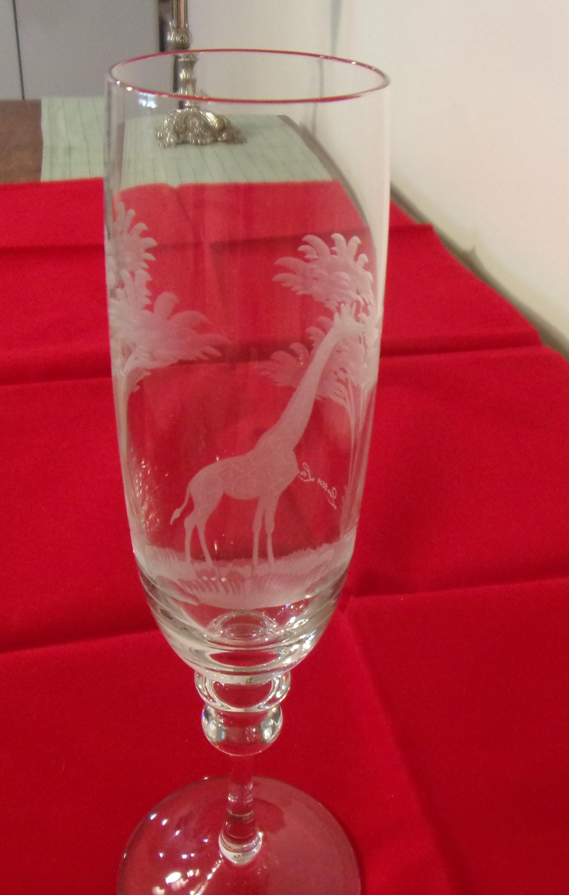 German Queen Lace Crystal Glass Handblown Champagne Flute 8 1/2" Tall ...