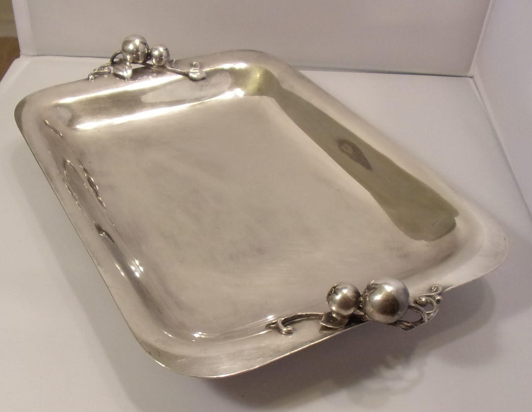 Wilcox IS Rectangular Raised Silverplate Dish Silver Apple Design 12 X ...