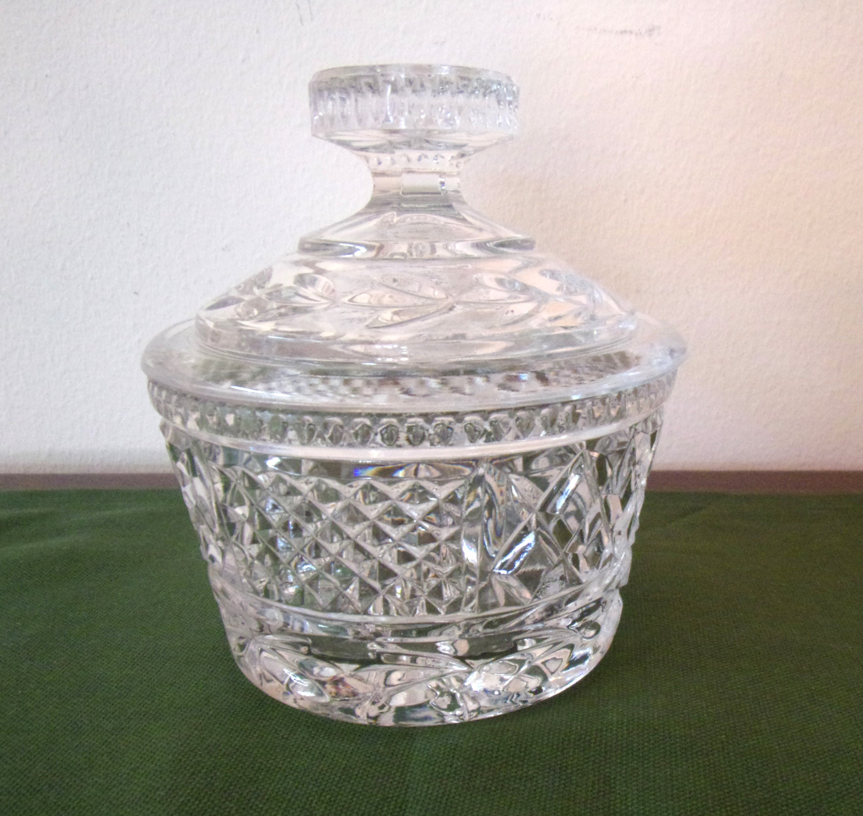 A Heavy Vintage Pressed Glass Round Vanity Candy Bowl Dish - Etsy