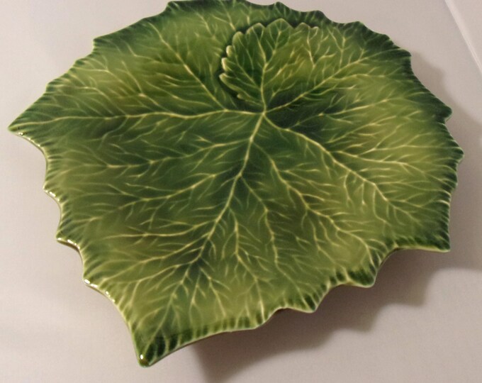 2 X Green Leaf Plates by Williams-sonoma Italy 10" Salad Serving Plates ...