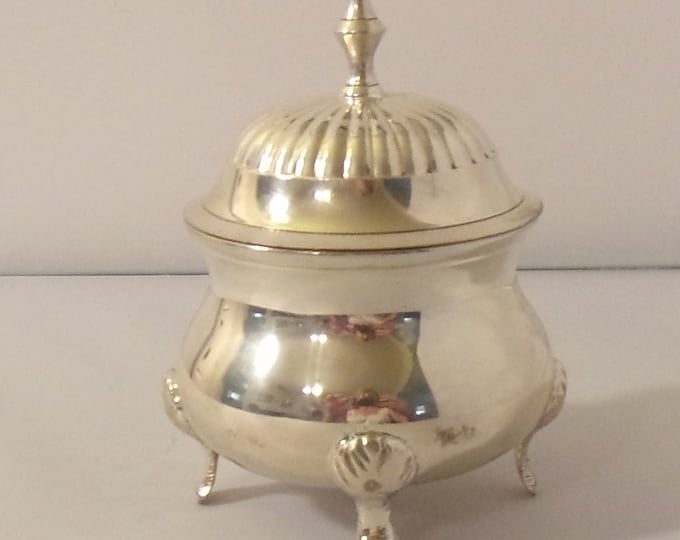Silverplate Footed Sugar Bowl With Lid 4 1/2" Tall Indian Silverplate ...