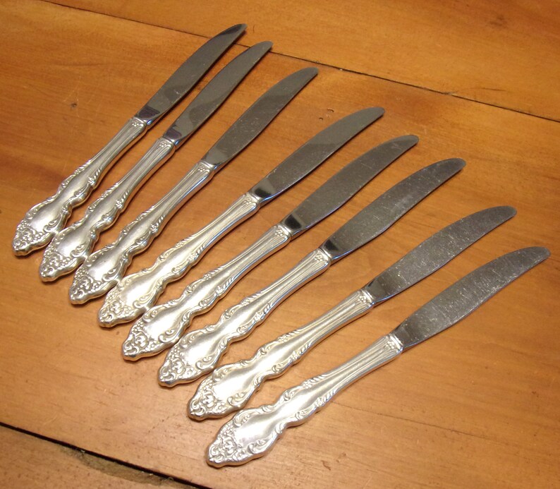 Set of 8 Vintage Silverplate Dinner Knives 1960s 1881 Rogers Oneida Ltd ...