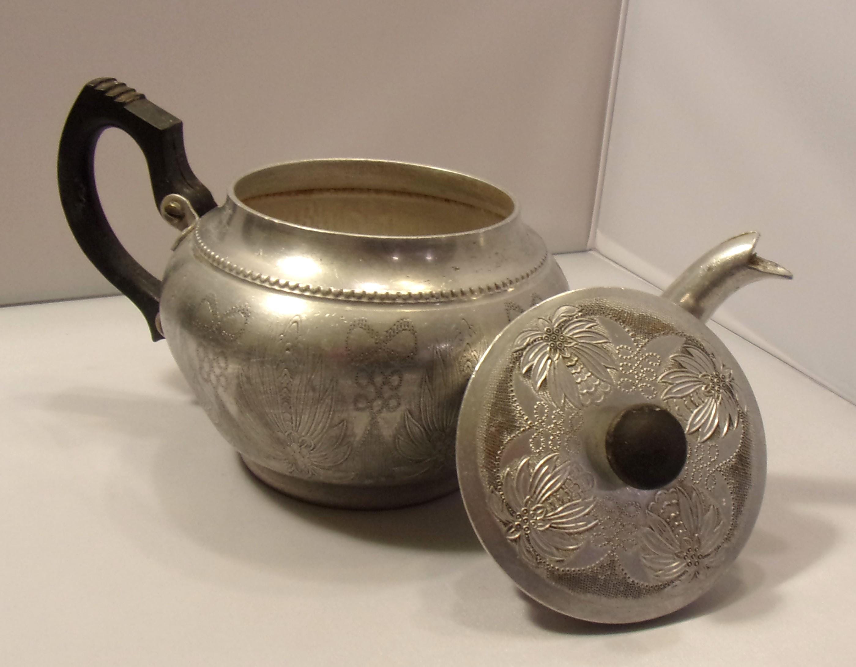 Vintage English N C J Ltd Sona Ware Aluminium Teapot With Etched ...