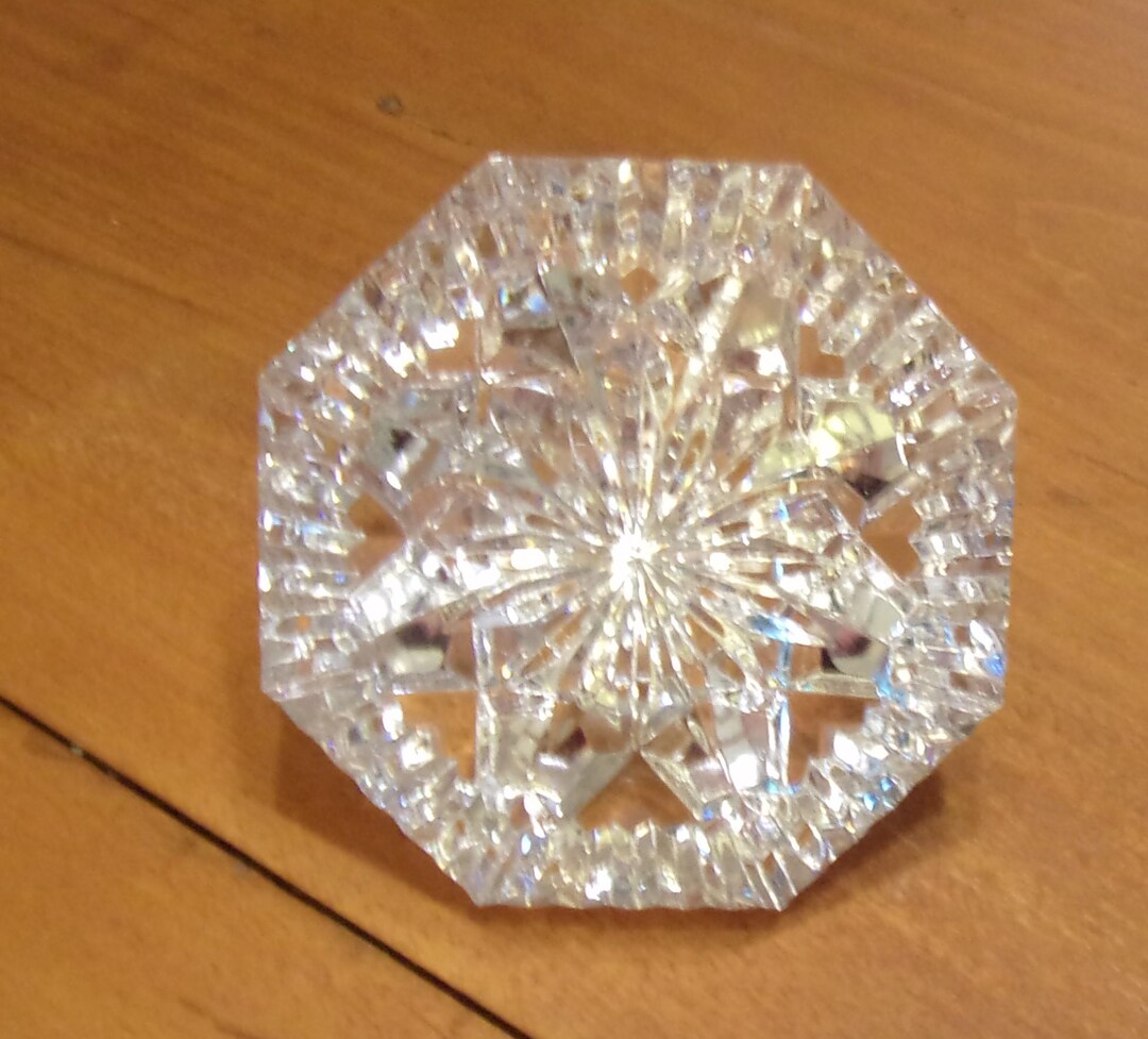 A Heavy Multi Facet Clear Glass Diamond Paperweight Brilliant Shine 3 1 ...