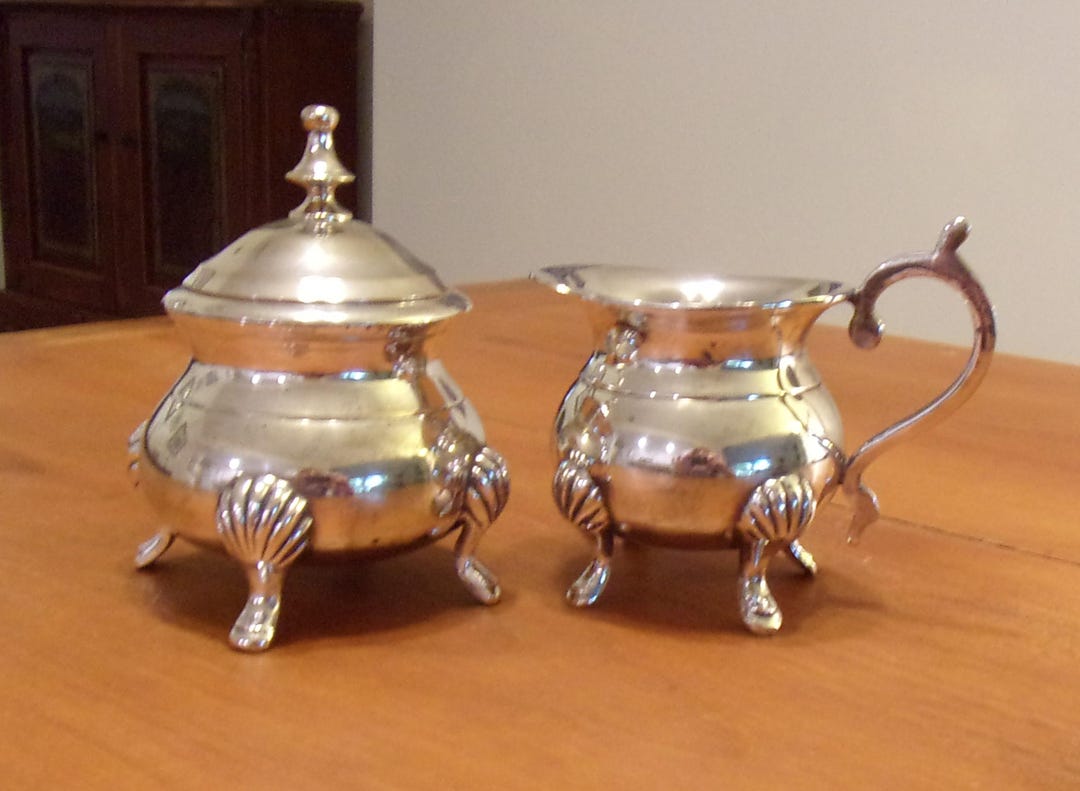 Elegant Silverplate Set Creamer Jug and Sugar Bowl With Lid Made in ...