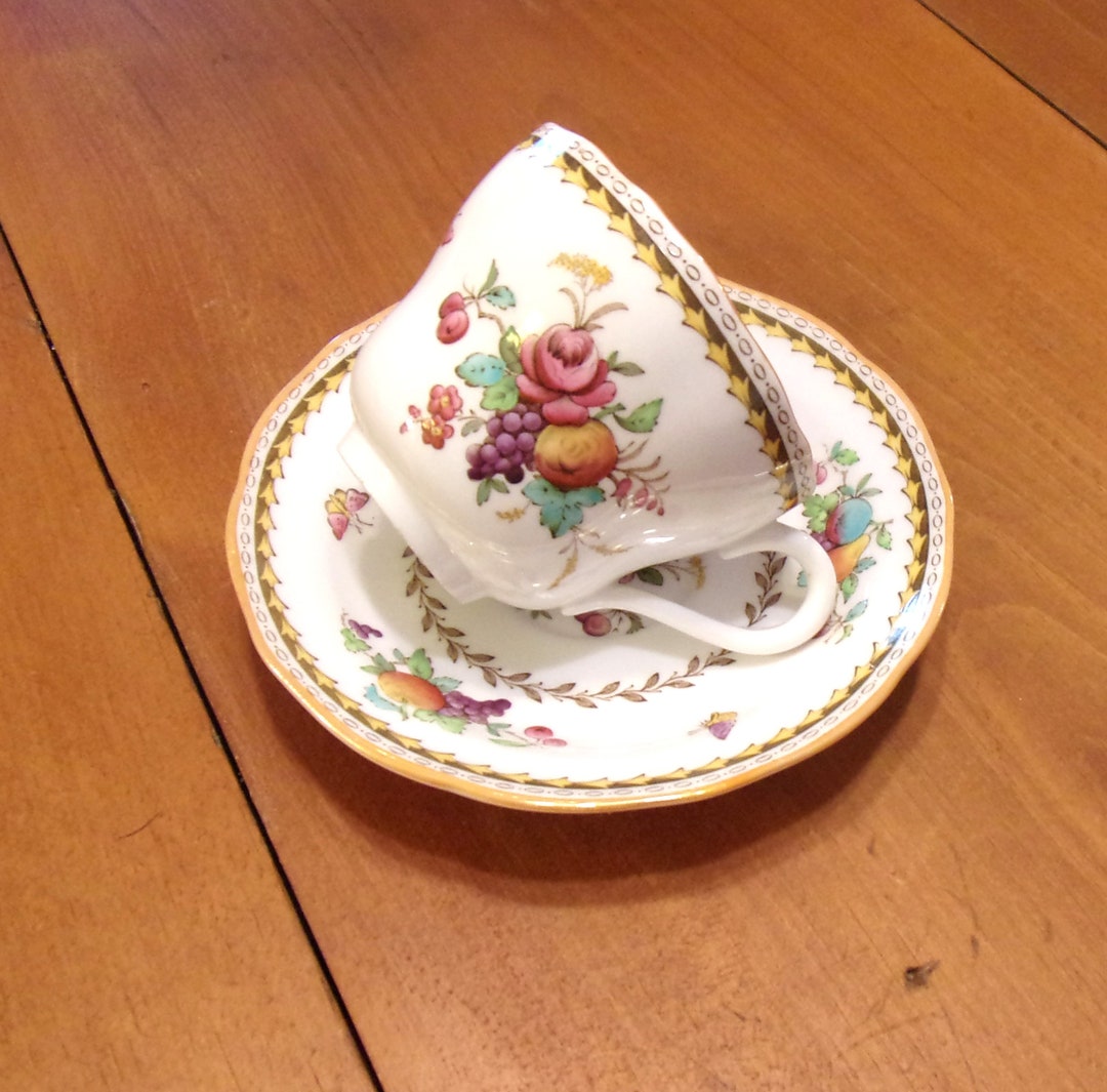 Spode Rockingham Bone China Cup and Saucer Fruit Flowers and ...