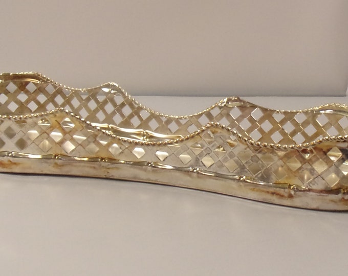 Large Silver Metal Cracker Basket Display Dish Candleholder Trough Form ...