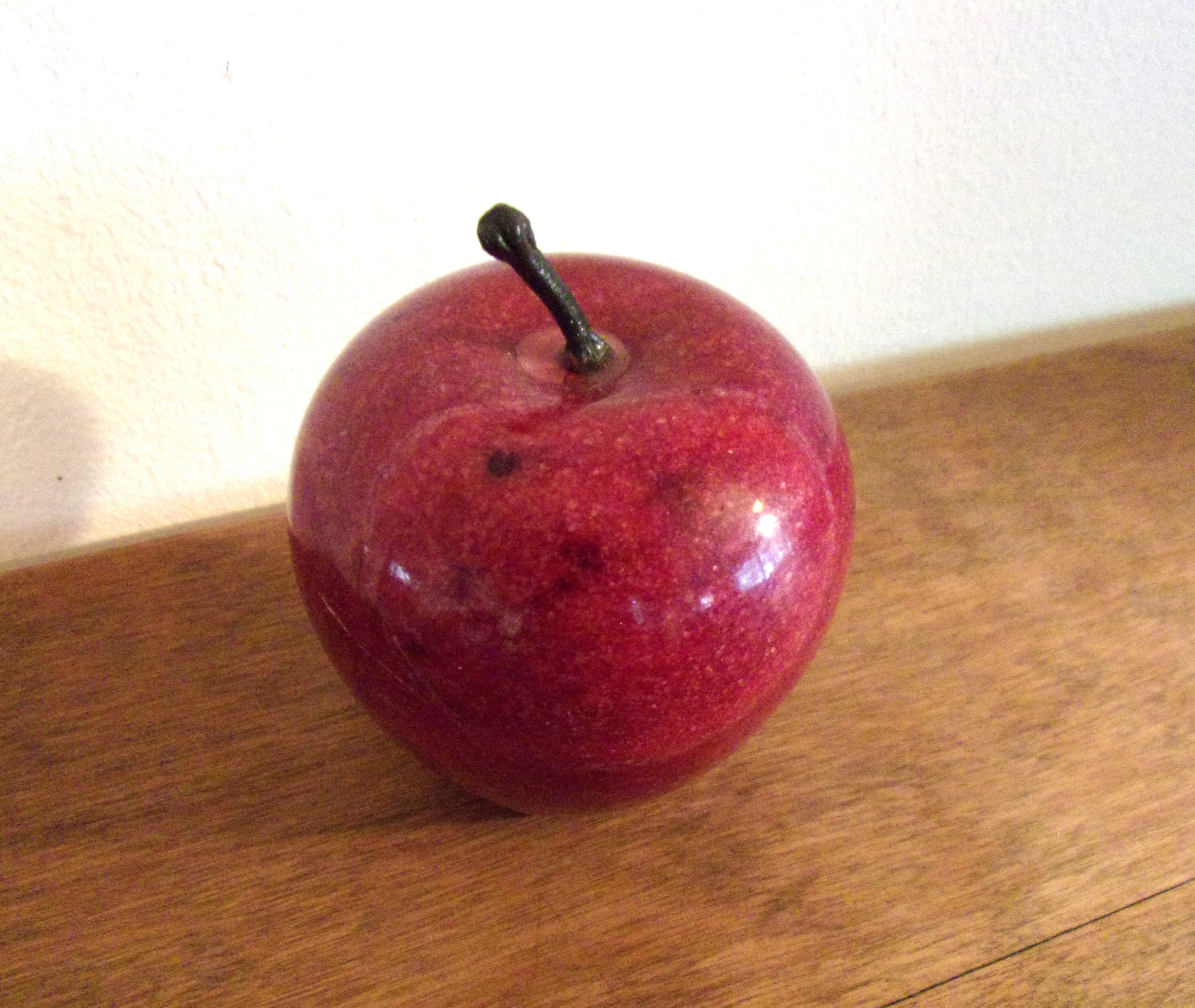 A Heavy Red Polished Red Stone Apple Paperweight or Home Decor 3 Tall ...