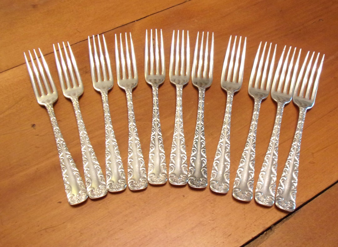 Eleven Silverplate Dinner Forks 1950s Rogers & Hamilton Majestic Scroll ...