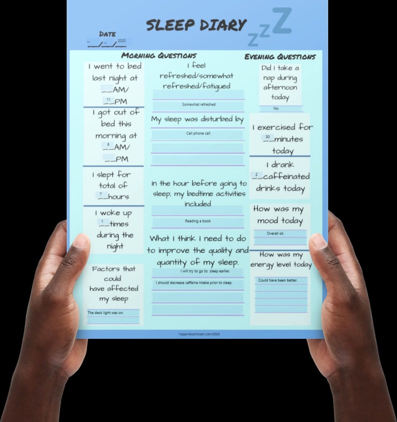 SLEEP DIARY Editable Fillable Printable Pdf Sleep Tracker - Etsy