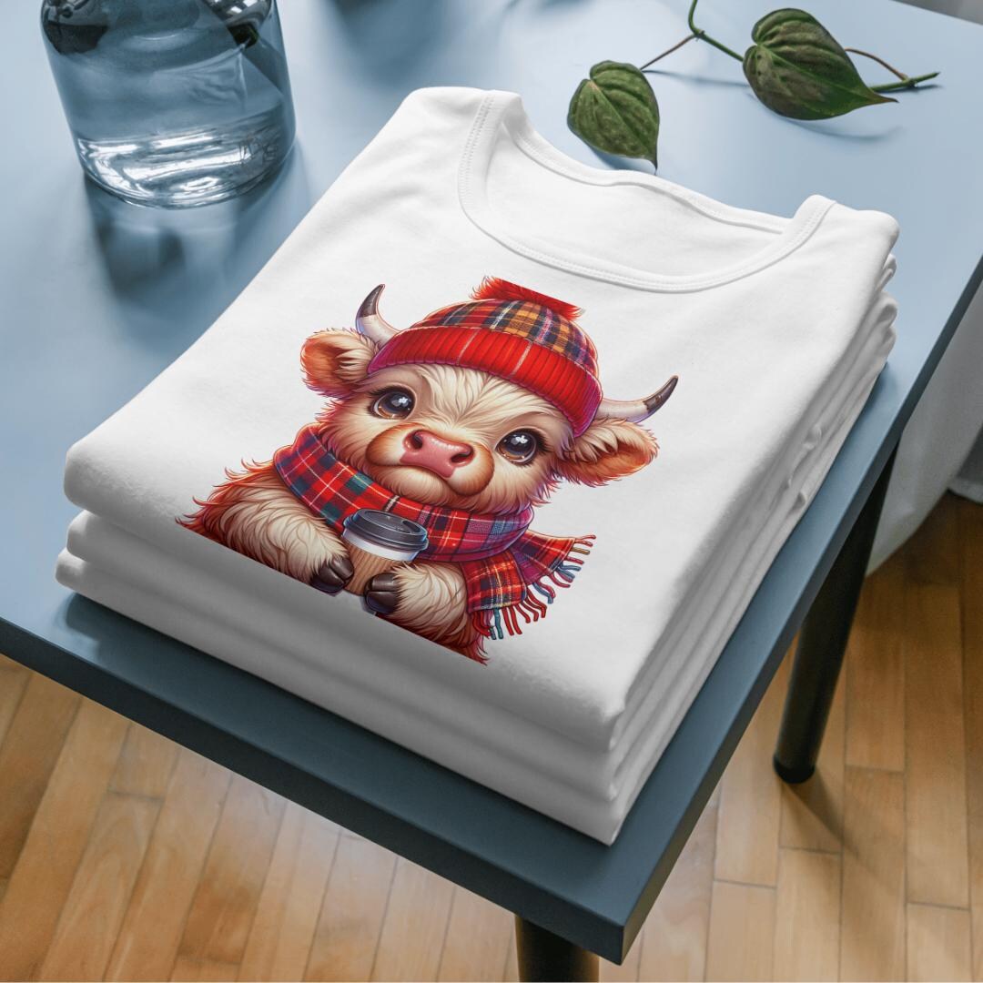 Cute Cottage Core Baby Highland Cow Png, Sublimation Digital Design Png ...