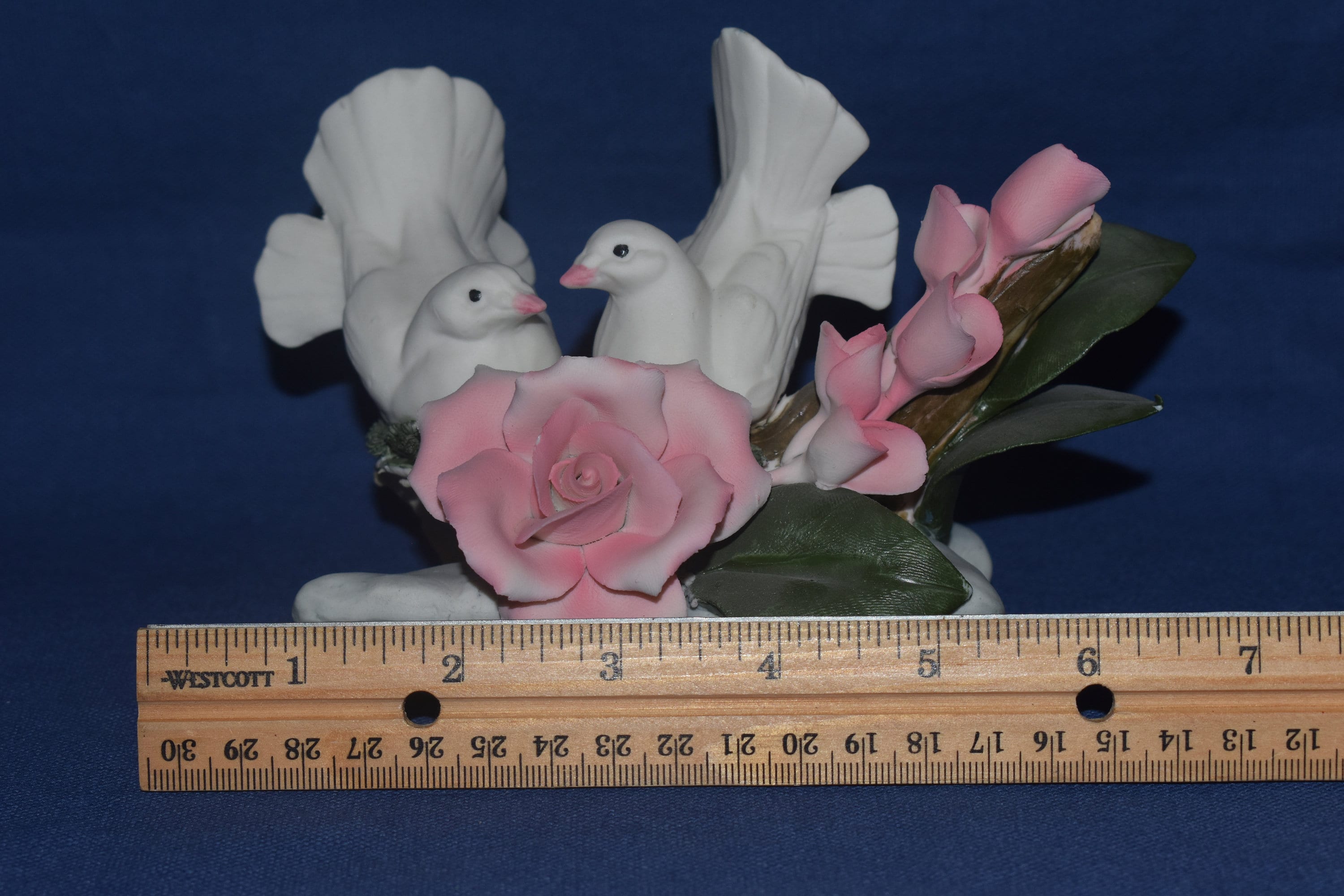 Vintage Capodimonte Pink Flowers With White Doves Figurine, Made in ...